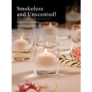 Ashlux White Floating Candles 2 inch, 24 Pack Floating Candles 5-6 Hours Long Burning, Unscented Floating Candles for Centerpieces, Wedding, Proposal Decorations, Romantic Night for Her/Him Set