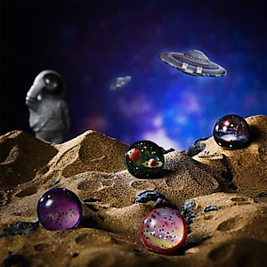 Chivao 24 Pieces Bouncy Balls 32 mm Space Theme Rubber Balls Swirl Cloud Bouncing Balls Glitter Balls Colorful Mini Bouncy Balls for Party Favors, Present Bag Filling