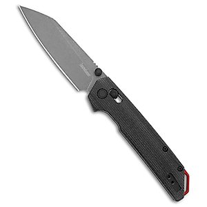Kershaw Iridium Folding Pocket Knife, 3.4 inch D2 Steel Blade, DuraLock Locking Mechanism, Black Micarta Handle, Designed in the USA (Black Micarta/Stonewash)