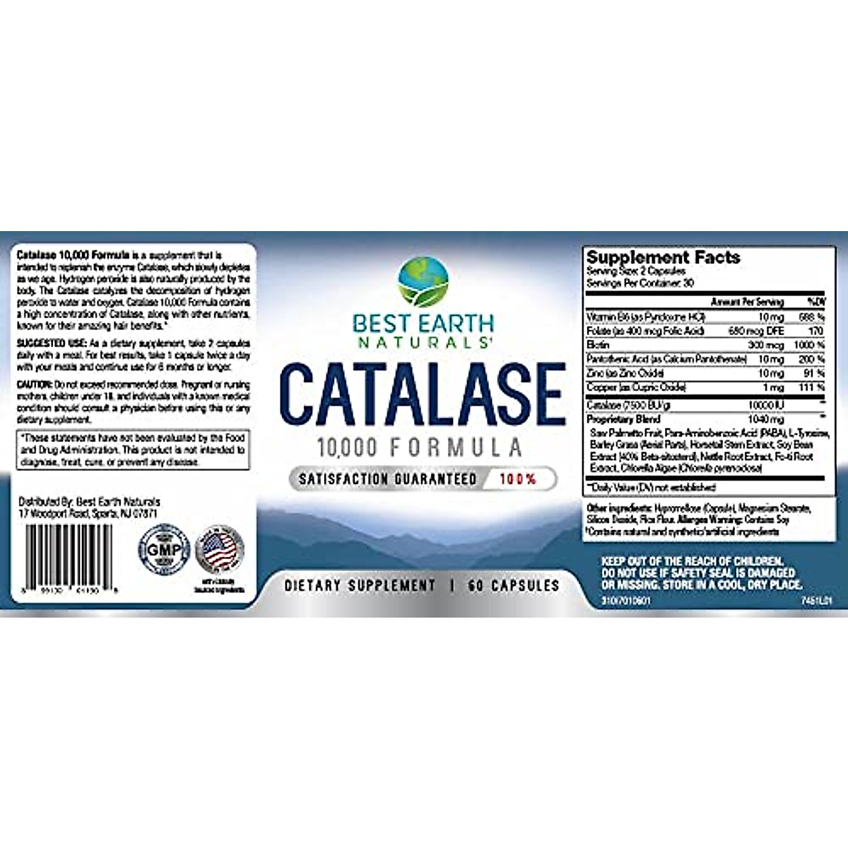 Catalase 10,000 Formula Enzyme Supplement - Catalase Enzyme with Biotin, Saw Palmetto, 10,000 Units of Catalase & More!