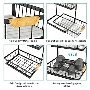 Bravace Under Sink Organizer and Storage - 2-Tier Pull Out Cabinet Organizer with Sliding Drawer L-shape Sliding Shelf Storage Under Bathroom Sink Storage for Kitchen Bathroom(White)
