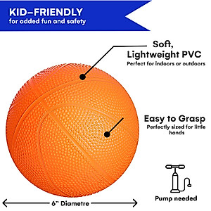 Botabee | Set of 2 Kids Basketball - 6 Inch Mini Rubber Ball for Little Tikes - Toddler Balls for Indoor/Outdoor Play - Ideal Gift Toy for Boys - Lightweight and Soft Replacement Toys (Orange)