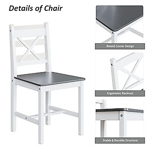 Alohappy 5 Piece Kitchen Table Set for Dining Room, Modern Rectangular Dining Table with 4 Chairs for Kitchen, Kitchen Room Furniture, Space-Saving & Easy Assembly (Grey)