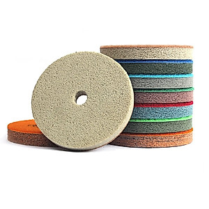 Z-LION 4" Sponge Polishing Pad Wet Use Buffing Pad for Grinder Hoop and Loop Buffing Wheel for Granite Marble Clean(7 pcs,4 Inches)