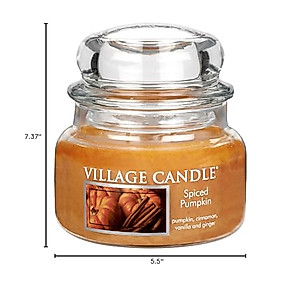 Village Candle Spiced Pumpkin 11 oz Glass Jar Scented Candle, Small