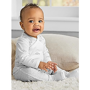 Simple Joys By Carter's Unisex Baby 4-pack Side Snap Bodysuit Bodystocking, Jade Green Stripe/Light Grey/Olive/White Clouds, 24 Months US