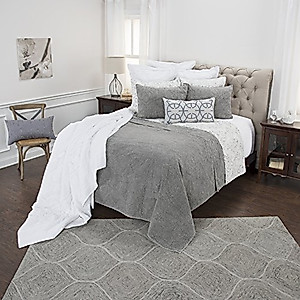 Rizzy Home | BQ4566 | Polyester King Sham | 20"x36" Gray/Black/Nuetral Solid