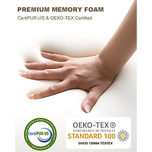 Zenzy 4" Twin Extra Long Firm Memory Foam Mattress Topper, [Removable] [Washable] Cover and [Adjustable] Straps, CertiPUR-US Certified Firm Mattress Topper Twin XL for College Dorm- White