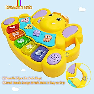 Baby Music Elephant Piano Toy – Early Learning Musical Keyboard Toy 6 to 12 Months Infant Light Up Toy Lovely 3 Play Modes Educational Gift for Kids