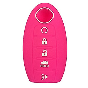KAWIHEN Silicone Key Fob Cover Fit for Nissan 5 button(PINK)