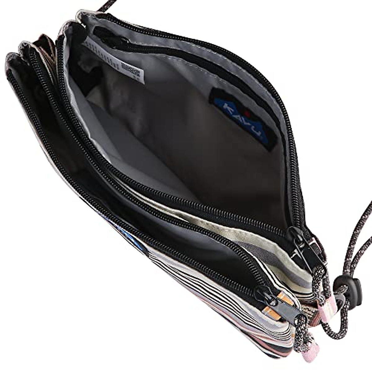 KAVU Dosewallips Double Zip Crossbody Rope Sling Purse - Springtime Stripe