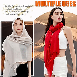 Women Summer Scarfs Cotton Lightweight Large Long Gauze Shawl Beach Wrap Plain 75”×43” Sky Blue