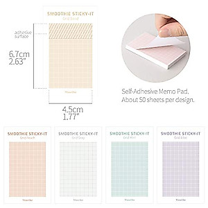 Monolike Smoothie Grid Sticky-it - 5p Set Self-Adhesive Memo Pad 50 Sheets
