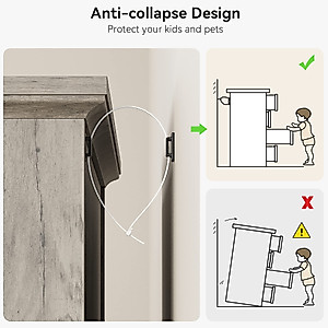 IDEALHOUSE Dresser for Bedroom with 6 Drawers, Wood Drawer Dresser Chest of Drawers for Closet, Living Room, Hallway, Nursery, Kids Bedroom, Grey