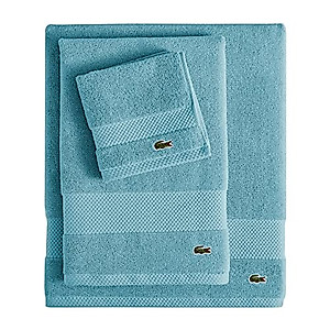 Lacoste Heritage Supima Cotton Wash Cloth, Celestial, 13" x 13"