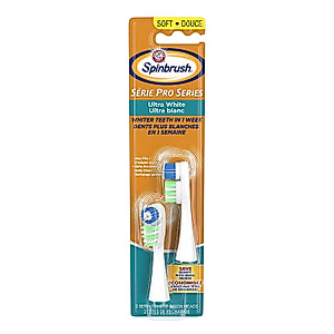 Arm & Hammer Spinbrush Pro Series White Electric Toothbrush Replacement Brush Heads Refills, Soft Bristles, 2 Count - 2 Pack (Includes 4 Brush Heads Total)