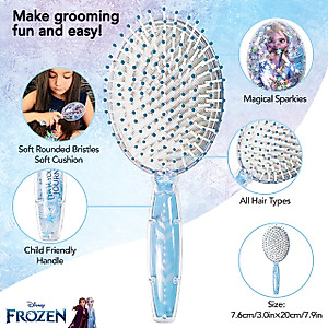 Frozen 2 Girls Snowflake Confetti Hair Brush, Silver - Ages 3+