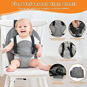 Portable Safety Seat Harness for Baby High Chair, Foldable Washable Cloth Harness Chair Ajustable Straps for Infant Feeding, Universal Baby Dining Desk Safety Harness for Travel, Home, Restaurant