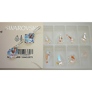 Royal Crystals "Made with Imitation of Crystals" 925 Sterling Silver Iridescent Clear Blue Aurora Borealis Earrings