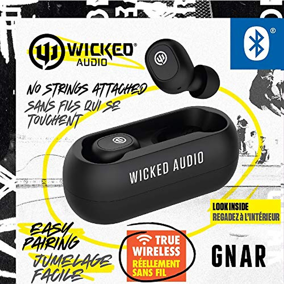 Wicked Witw3650 Gnar Wireless Bluetooth Stereo Earbuds, Black