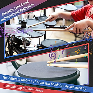 6 Pieces Drum Jam Block Musical Percussion Block with Maple Drum Sticks 5A Adjustable Mount Bracket Plastic Percussion Instruments Block for Latin Drum