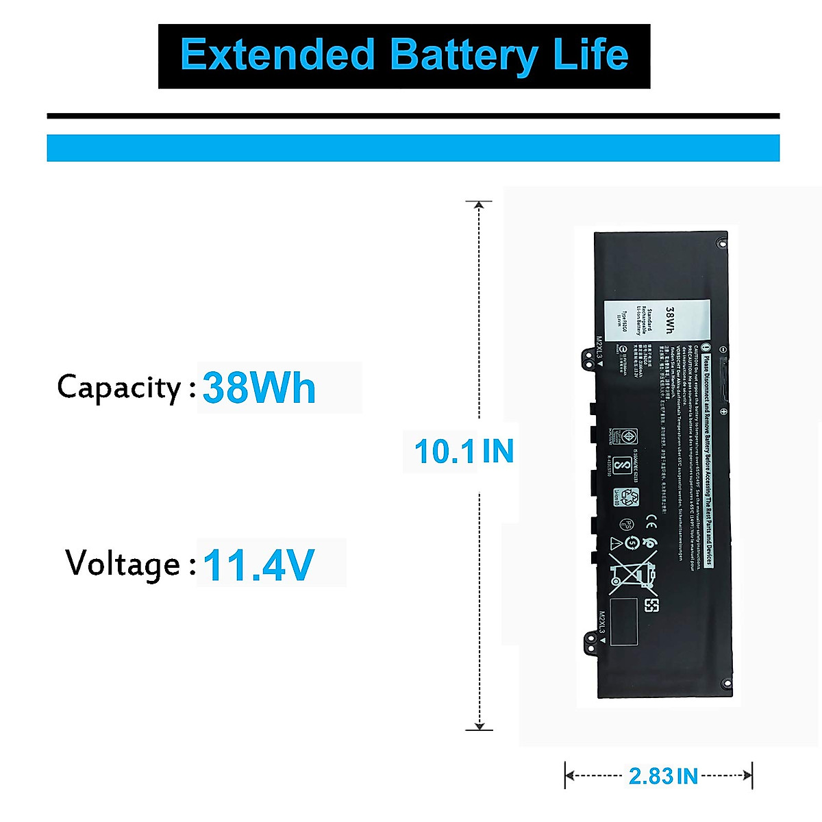 EBKK 38Wh F62G0 39DY5 Battery for Dell Inspiron 13 7000 7373 7370 7380 7386 2-in-1 5370 P83G P83G001 P83G002 P87G001 P83G002 P87G Vostro 13-5370-D1505G R1605S D1525S D1605S Series F62GO CHA01 RPJC3