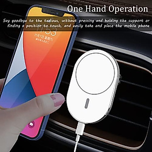 Wireless Car Charger, 15W Qi Fast Charging Auto Clamping Car Mount Magnetic 360 Degrees Rotation Dashboard Windshield Phone Holder (White)