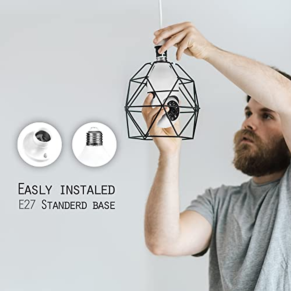 JTOMYX Light Bulb Camera, 2 Pack Wireless Light Bulb Security Camera for Home Surveillance, 360° WiFi Nanny Cam with Motion Detection Alarm Night Vision