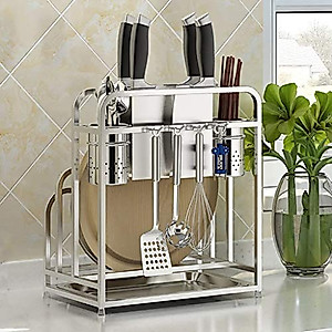 ZSQAI Kitchen Cutting Board Knife Stainless Steel Multilayer Rack Kitchen Storage Rack