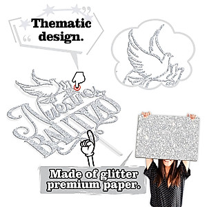 Nuestro Bautizo Cake Topper, Spanish First Holy Communion Christening Baptism Day Decor, Bridal Shower/Wedding/Baptism/Baby Shower Party Decorations, Silver Glitter