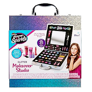 Shimmer 'n Sparkle Glitter Makeover Studio Beauty Kit – All-in-One Beauty for Eye, Cheeks and Lips for Ages 8 and Up