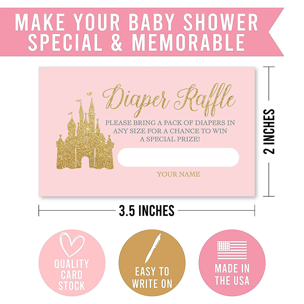 Hadley Designs 25 Baby Shower Diaper Raffle Tickets For Baby Shower Girl - Princess Baby Shower Games For Girls, Baby Raffle Tickets, Baby Shower Invitation Inserts, Baby Shower Ideas