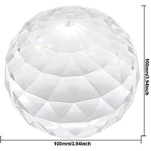 Clear Glass Crystal Ball Prism Suncatcher Rainbow Maker, Sphere Faceted Gazing Ball for Window, Feng Shui, Home Office Garden Decoration(100mm/3.94inch)