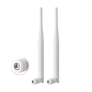 Eightwood 2.4GHz 5GHz 6dBi WiFi Antenna for Security Camera Surveillance DVR Recorder WiFi Router, RP-SMA Connector, White, 2-Pack