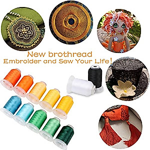 New brothread 63 Brother Colors Polyester Embroidery Machine Thread with Bonus of 10"x10yd Medium Weight Tearaway Embroidery Stabilizer