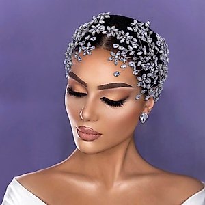 ZHENM Wedding Headband Rhinestone Wedding Headpiece Bridal Hair Accessories for Women(Silver)