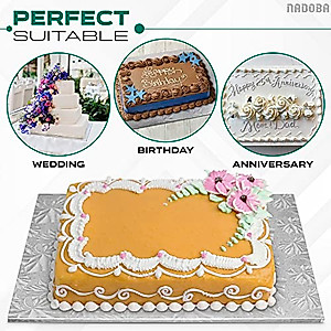Rectangular White Cake Boards Rectangle - Cake Drums Super Heavy Elements Foil Board Cake Holder Reusable Cake Board Set - 13.8x9.9 Rectangle Cake Carrier White Carton Board Sheets Cake Supplies Base