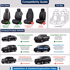 OASIS AUTO Car Seat Covers Premium Waterproof Faux Leather Cushion Universal Accessories Fit SUV Truck Sedan Automotive Vehicle Auto Interior Protector Full Set (OS-001 Tan)