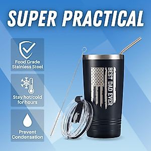 Onebttl Best Dad Ever Tumbler, Gifts for Father's Day, Birthday, Christmas from Daughter, Son, Wife, Stainless Steel Travel Mug 20oz