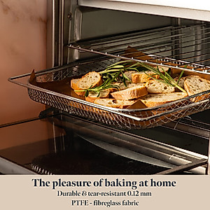 GOURMEO Heat Resistant Baking Paper Roll - Set of 2-15.7 x 90 in Reusable & Nonstick Teflon Mat Sheets - Dishwasher Friendly & Greaseproof Sheet Liners