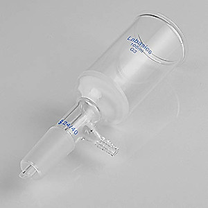Labasics Borosilicate Glass Buchner Filtering Funnel with Fine Frit (G3), 46mm Inner Diameter, 80mm Depth, with 24/40 Standard Taper Inner Joint and Vacuum Serrated Tubulation (100ml)