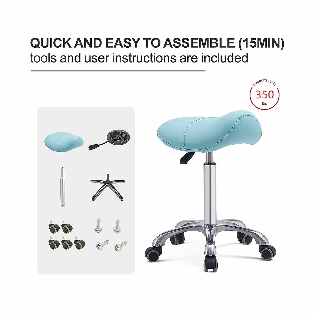 Grace&Grace Professional Saddle Stool Series Hydraulic Swivel Comfortable Ergonomic with Heavy Duty Metal Base for Clinic Dentist Spa Massage Salons Studio (Green)