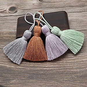 amokk Cute Chunky Bookmark Tassels with Cord Loop for Home Decor Tassels for Jewelry Making, Bookmark, DIY Craft - 5.31 in Length 14 Pieces (Multi)