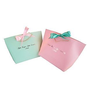 AKA Sorority Paraphernalia Large Gift Bags with Handles- 14x11x4 inch Kraft Paper with Bow Ribbon (2-Pack)