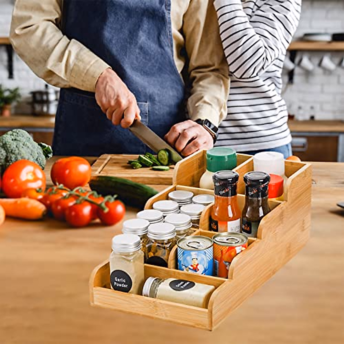 WUWEOT Coffee Condiment Organizer, Coffee Station Organizer, Bamboo Coffee Bar Accessory Caddy, Coffee Tea Bag Organizer Coffee Pod Holder with 7 Compartments