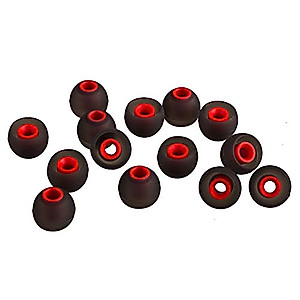 Xcessor (S 7 Pairs (14 Pieces) of Silicone Replacement in Ear Earphone Small Size Earbuds Replacement Ear Tips for Popular in-Ear Headphones. Black/Red
