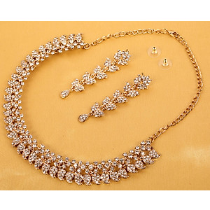 Touchstone Indian jewelry sets for women wedding necklace set gold statement jewellery choker bollywood rhinestone earrings costume formal simple guest evening joyeria in antique gold tone paisley