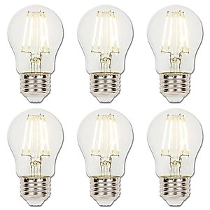Westinghouse 5280020 4.5 Watt (40 Watt Equivalent) A15 Dimmable Clear Filament LED Light Bulb, Medium Base, 6 Pack