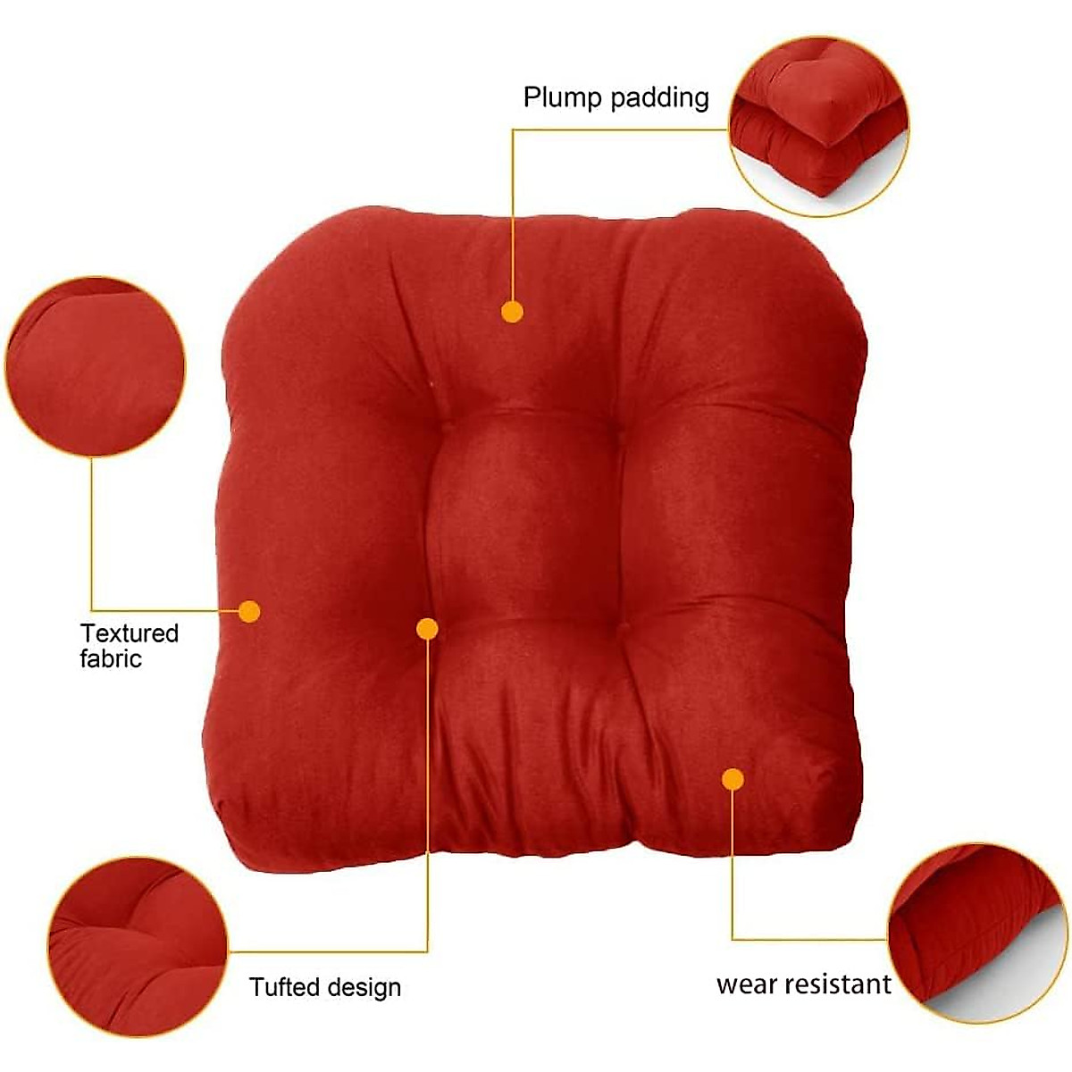 AALLYN Patio Chaise Lounger Cushion 2 Pack Chair Pads for Sofa Overstuffed Fade Resistant Tufted Seat Cushion Patio Furniture Cushions for Wicker Chair(Color:Red)