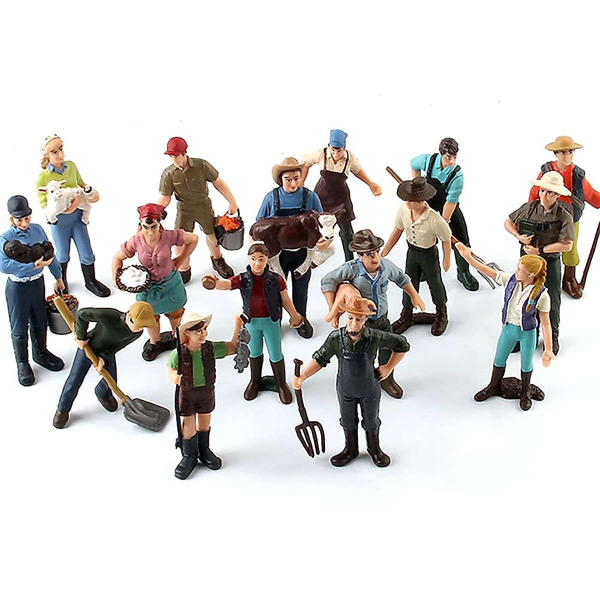 DOYIFun 6 Pcs Realistic Farmer People Model Figures Toy Playset, Plastic Farm Keeper Figurines Preschool Educational Learn Cognitive Toys for Toddlers Kids